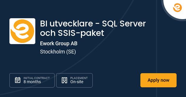 BI utvecklare - SQL Server och SSIS...