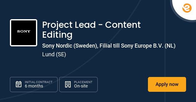 Project Lead - Content Editing
