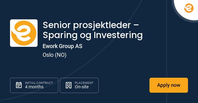Senior prosjektleder – Sparing og I...