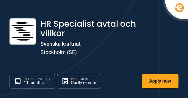 HR Specialist avtal och villkor